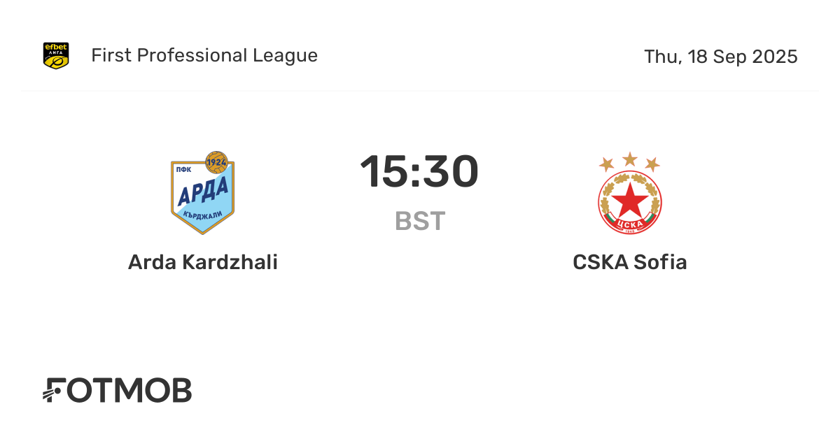 Arda Kardzhali vs CSKA Sofia - live score, predicted lineups and H2H stats