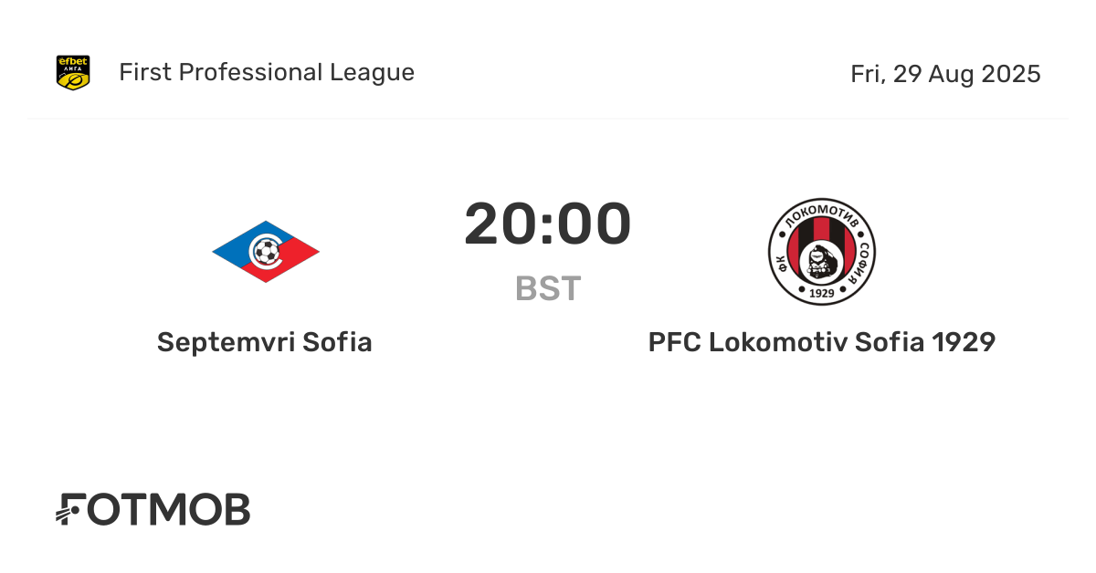 Septemvri Sofia vs PFC Lokomotiv Sofia 1929 - live score, predicted lineups and H2H stats