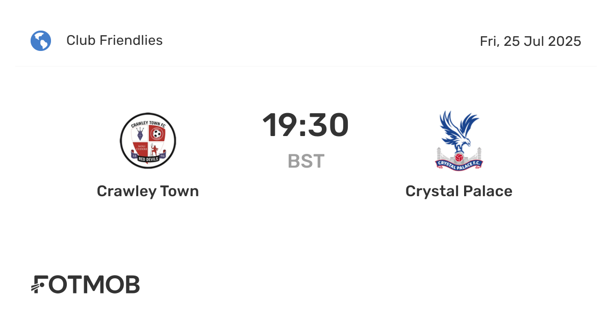Crawley vs Crystal Palace - live score, predicted lineups and H2H stats