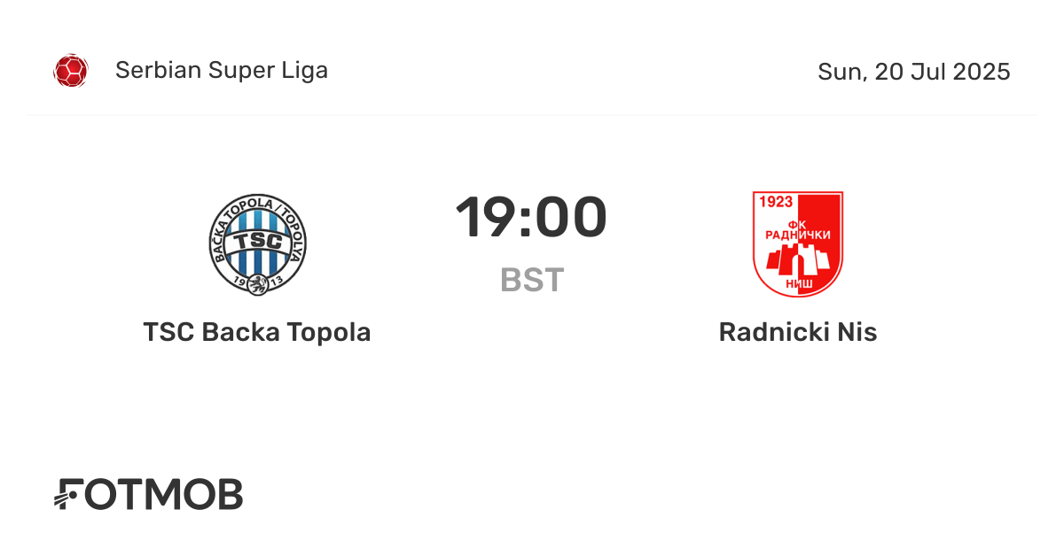 TSC vs Radnički Niš - live score, predicted lineups and H2H stats