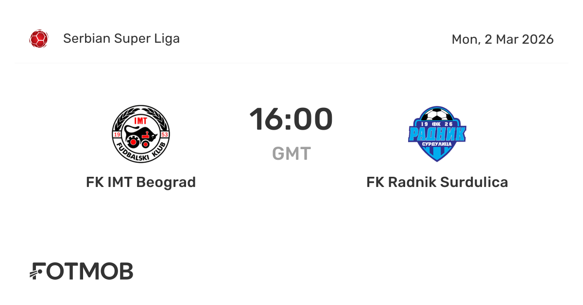 FK IMT Beograd vs FK Radnik Surdulica - live score, predicted lineups ...