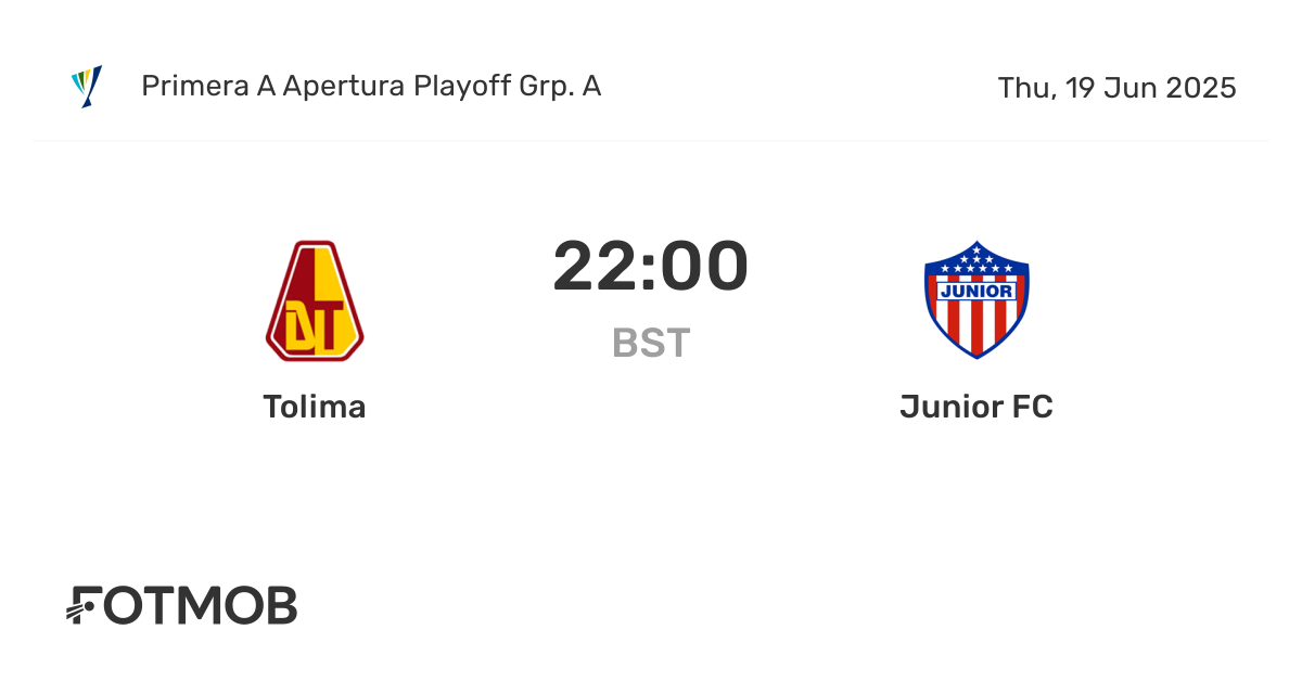 Tolima vs Junior FC - live score, predicted lineups and H2H stats