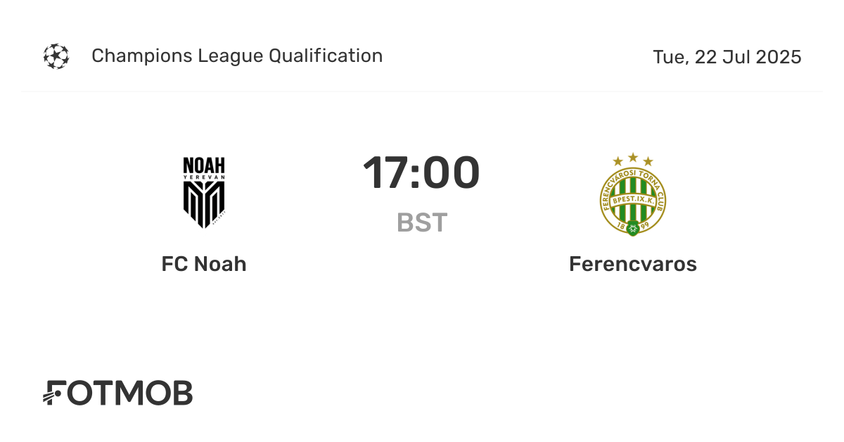FC Noah contre Ferencvaros - score en direct, compositions probables et ...