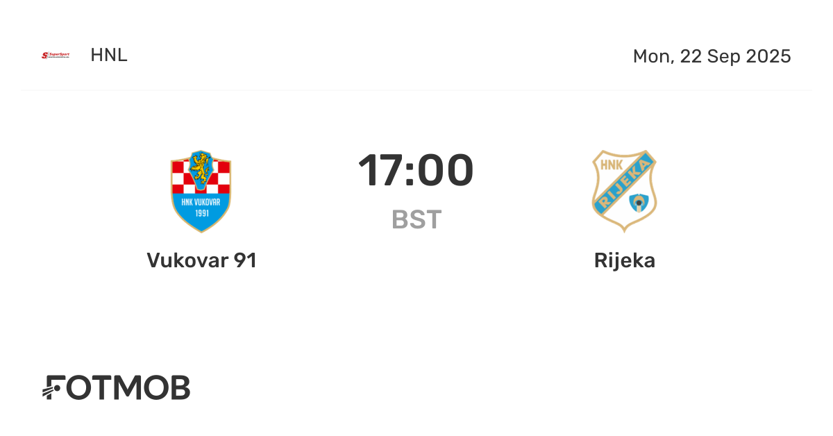 Vukovar 91 vs Rijeka - live score, predicted lineups and H2H stats