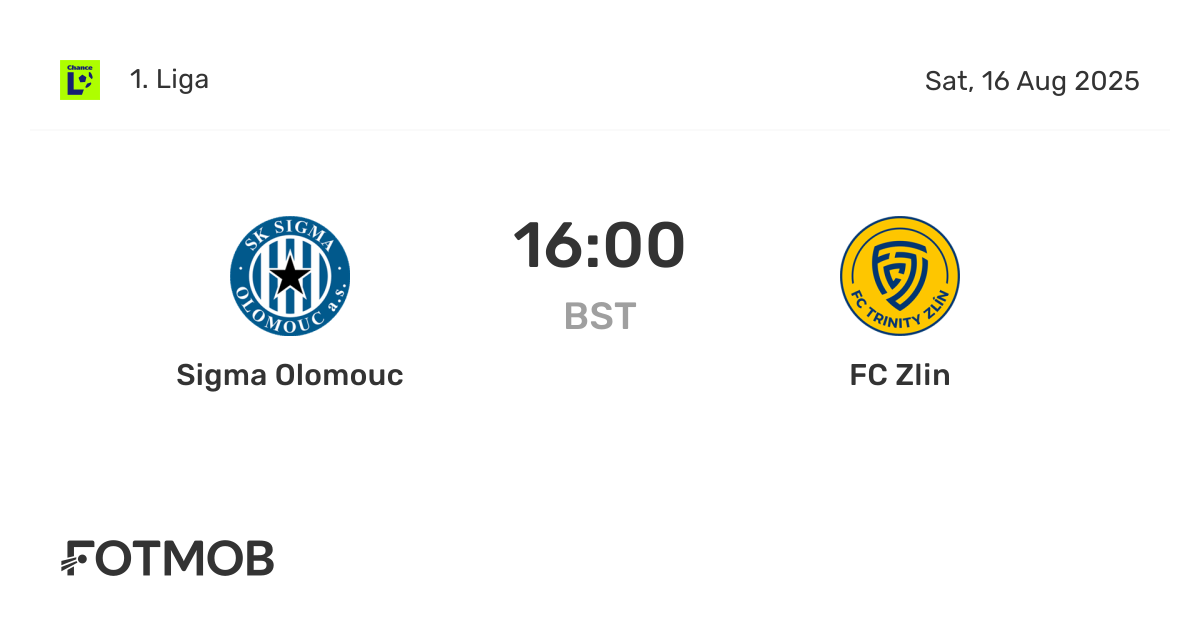 Sigma Olomouc 대 FC Zlin - 실시간 점수, 예상 스타팅 라인업 및 H2H 통계