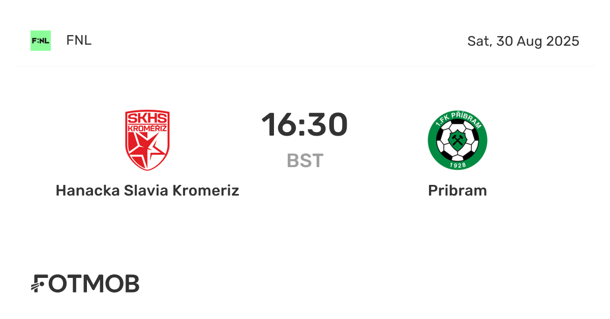 Hanacka Slavia Kromeriz vs Pribram - marcador en vivo, alineaciones ...