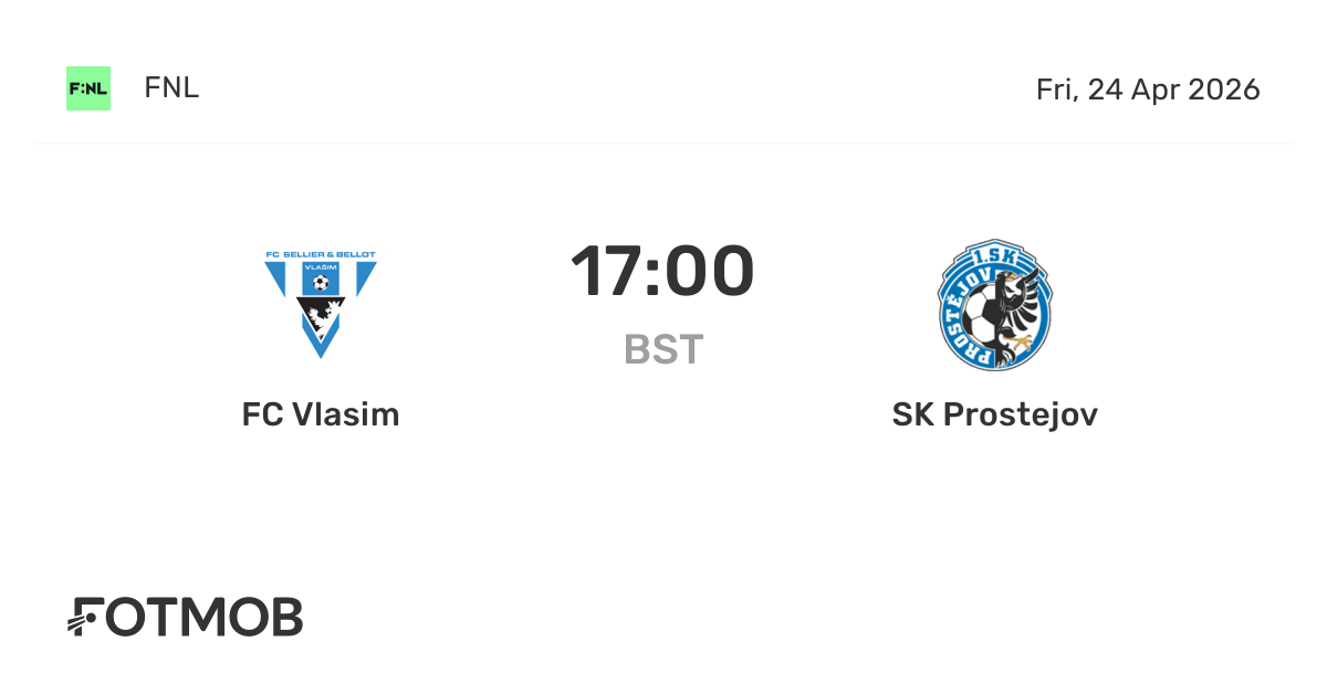 FC Vlasim vs SK Prostejov - live score, predicted lineups and H2H stats