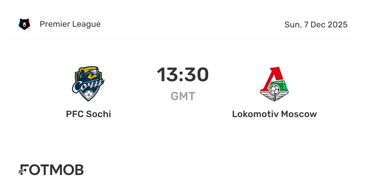 PFC Sochi vs Lokomotiv Moscow - live score, predicted lineups and H2H stats