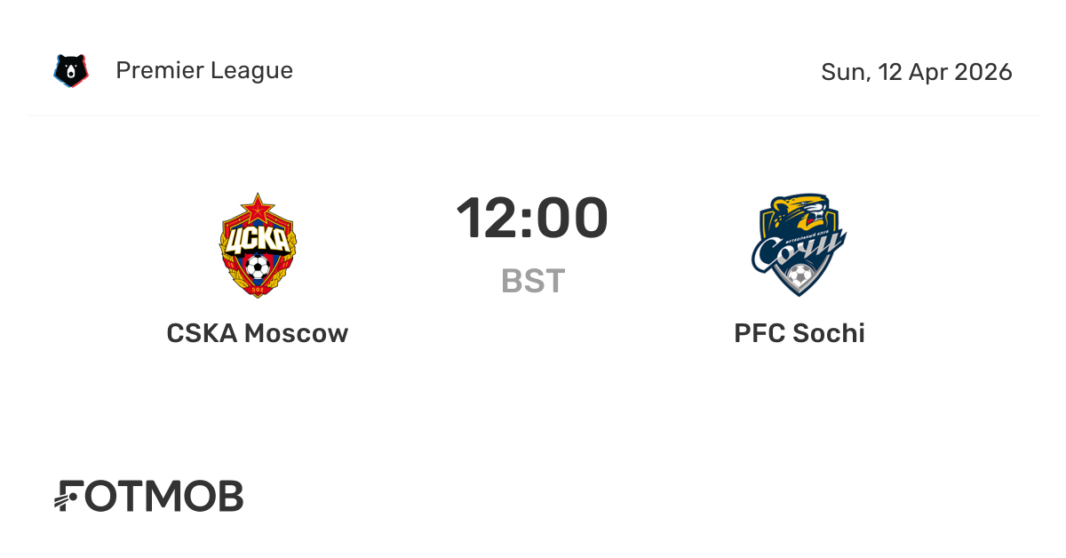 CSKA vs Sochi - live score, predicted lineups and H2H stats