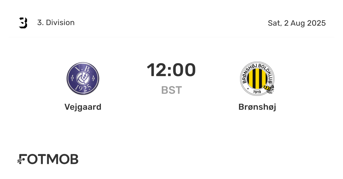 Vejgaard vs Brønshøj - live score, predicted lineups and H2H stats