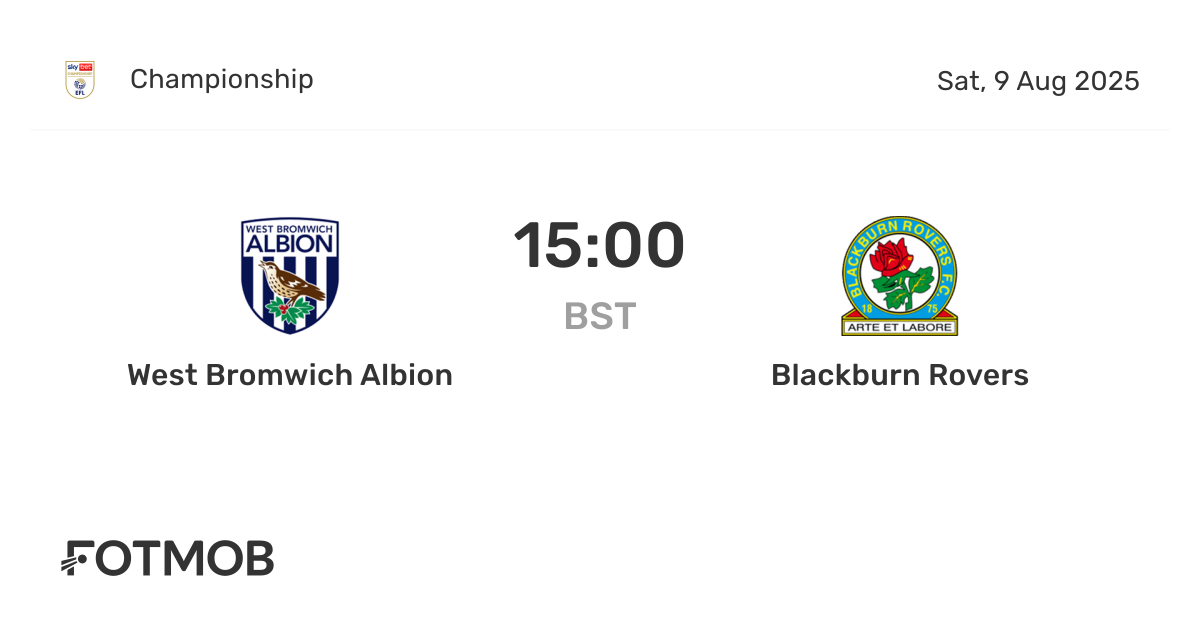 West Bromwich Albion vs Blackburn Rovers - live score, predicted ...