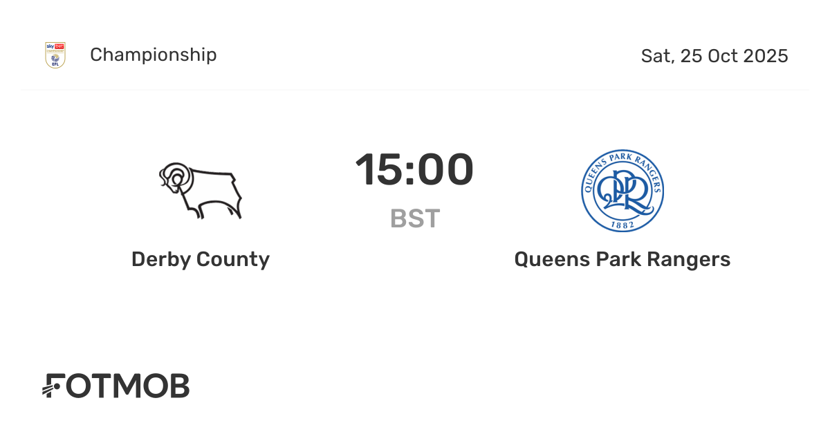 Derby County vs Queens Park Rangers - live score, predicted lineups and ...