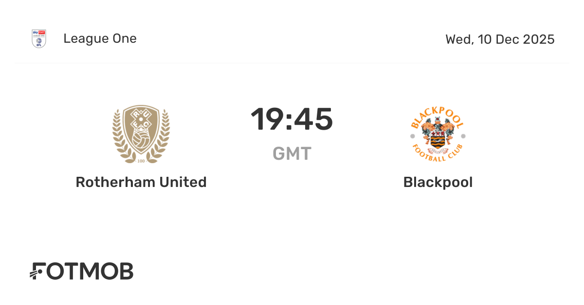 Rotherham United vs Blackpool - live score, predicted lineups and H2H stats