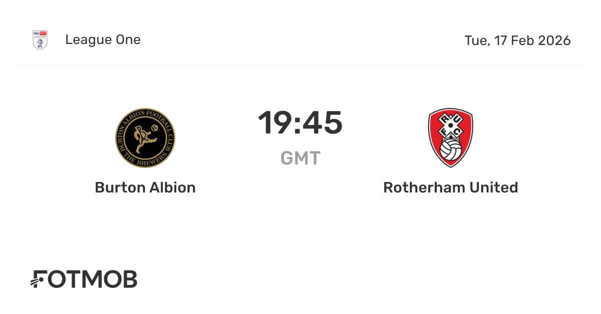 Burton vs Rotherham - live score, predicted lineups and H2H stats