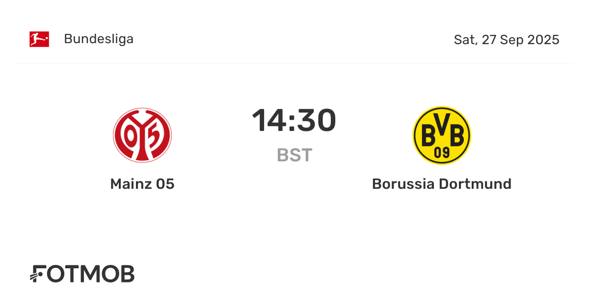 Mainz 05 vs Borussia Dortmund - live score, predicted lineups and H2H stats