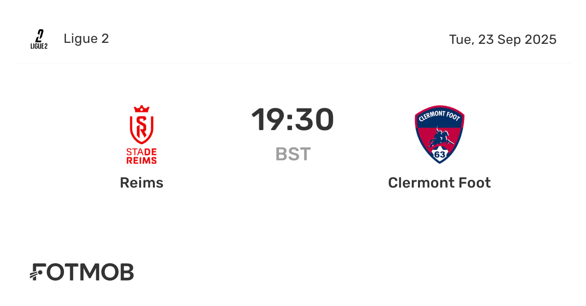 Reims vs Clermont Foot - live score, predicted lineups and H2H stats