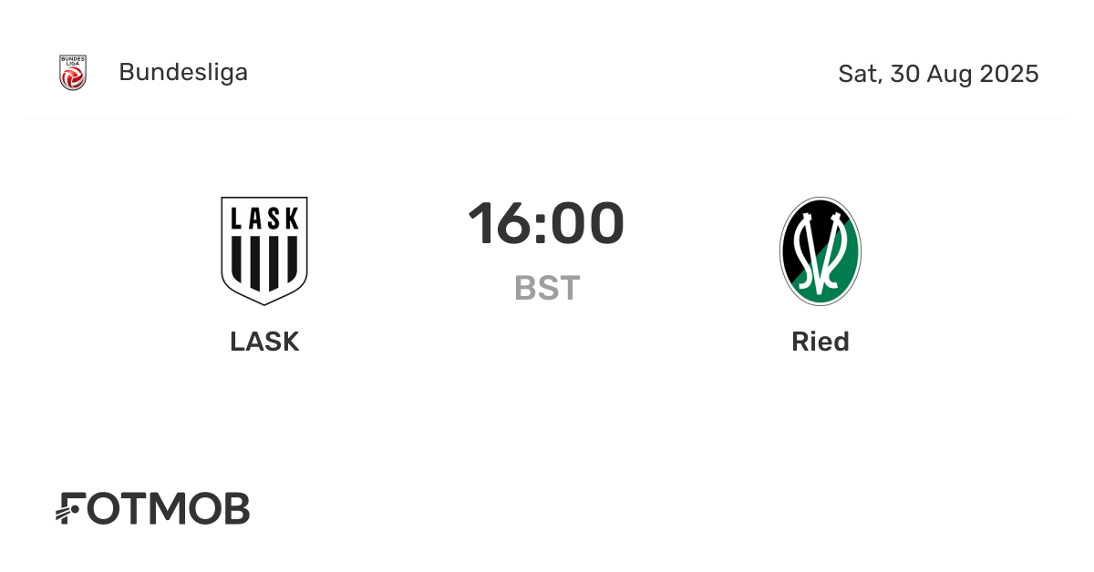 LASK vs Ried - marcador en vivo, alineaciones previstas y estadísticas H2H