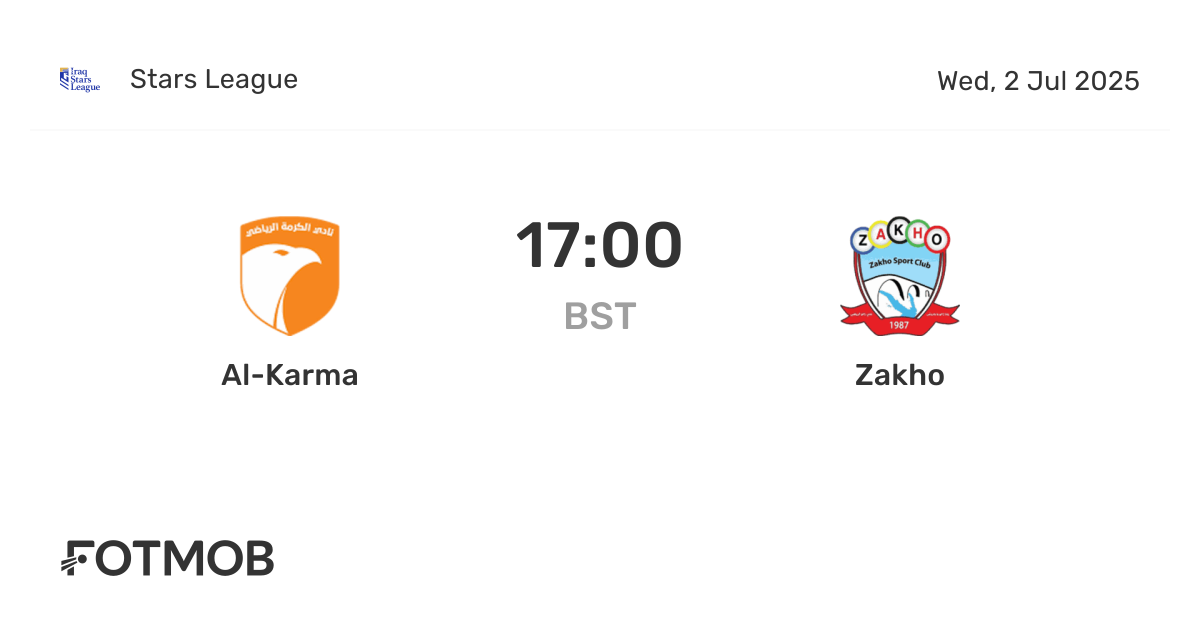 Al-Karma vs Zakho - live score, predicted lineups and H2H stats