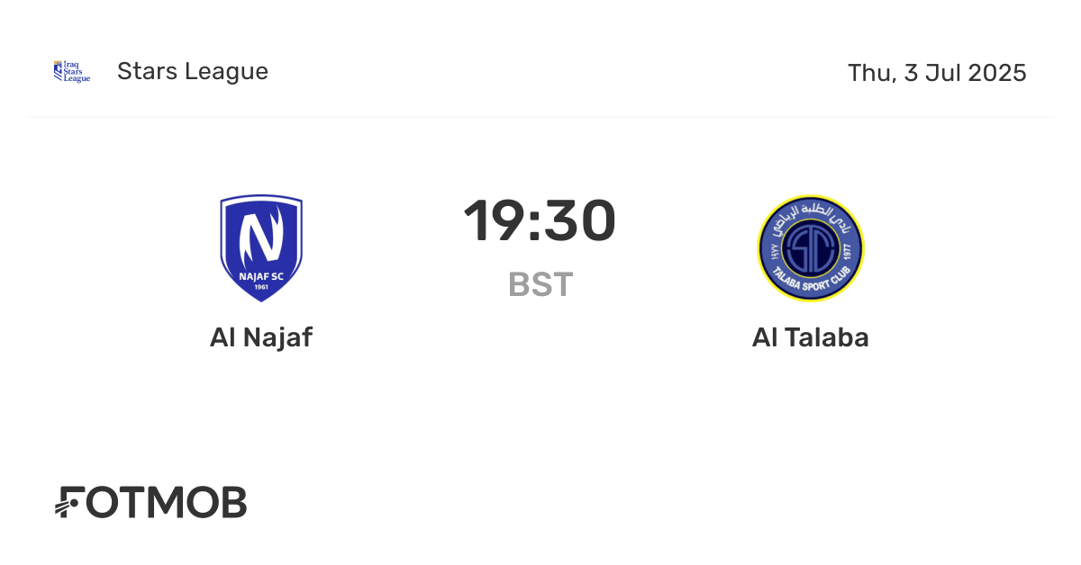Al Najaf vs Al Talaba - marcador en vivo, alineaciones previstas y ...