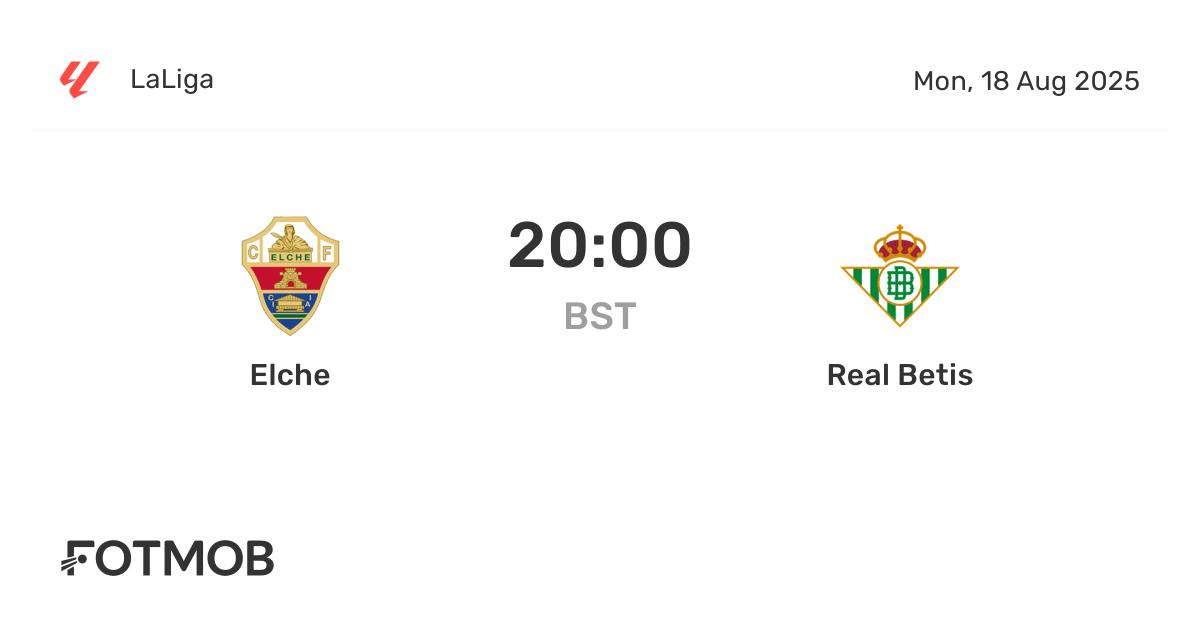Elche vs Real Betis - resultado ao vivo, equipas iniciais prováveis e estatísticas H2H
