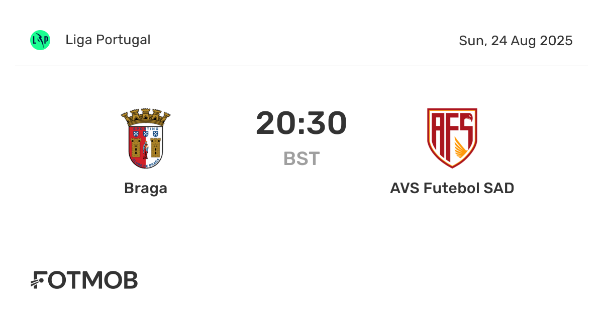 Braga vs AVS Futebol SAD - live score, predicted lineups and H2H stats