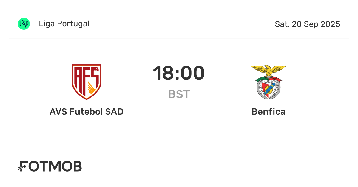 AVS Futebol SAD vs Benfica - marcador en vivo, alineaciones previstas y estadísticas H2H