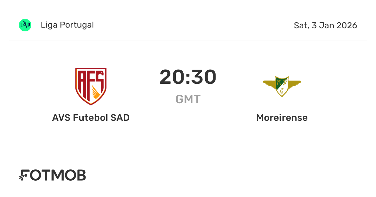 AVS Futebol SAD vs Moreirense - live score, predicted lineups and H2H stats