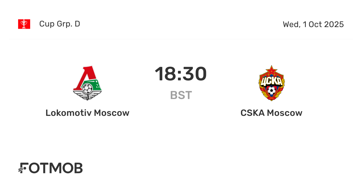 Lokomotiv Moscow vs CSKA Moscow - live score, predicted lineups and H2H ...