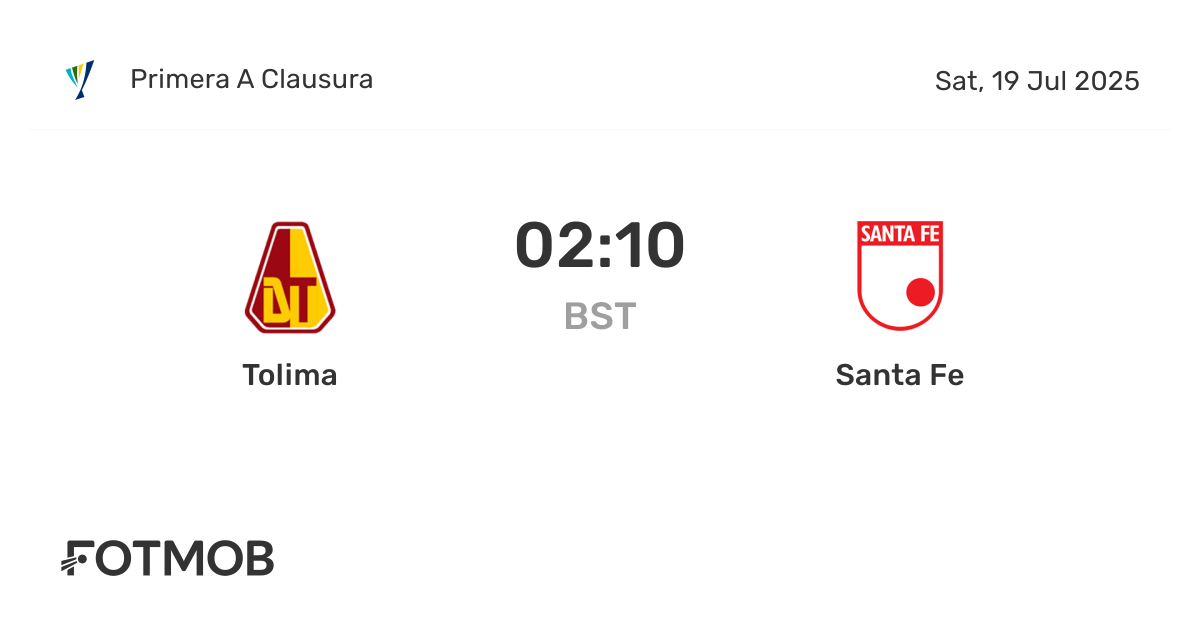 Tolima x Santa Fe - placar ao vivo, escalações prováveis e estatísticas H2H