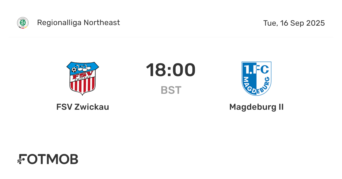 FSV Zwickau vs Magdeburg II - live score, predicted lineups and H2H stats