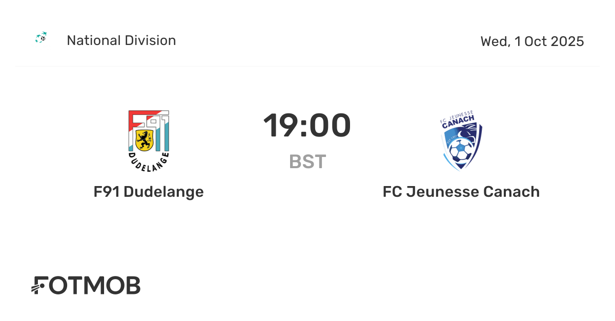 F91 Dudelange vs FC Jeunesse Canach - live score, predicted lineups and ...