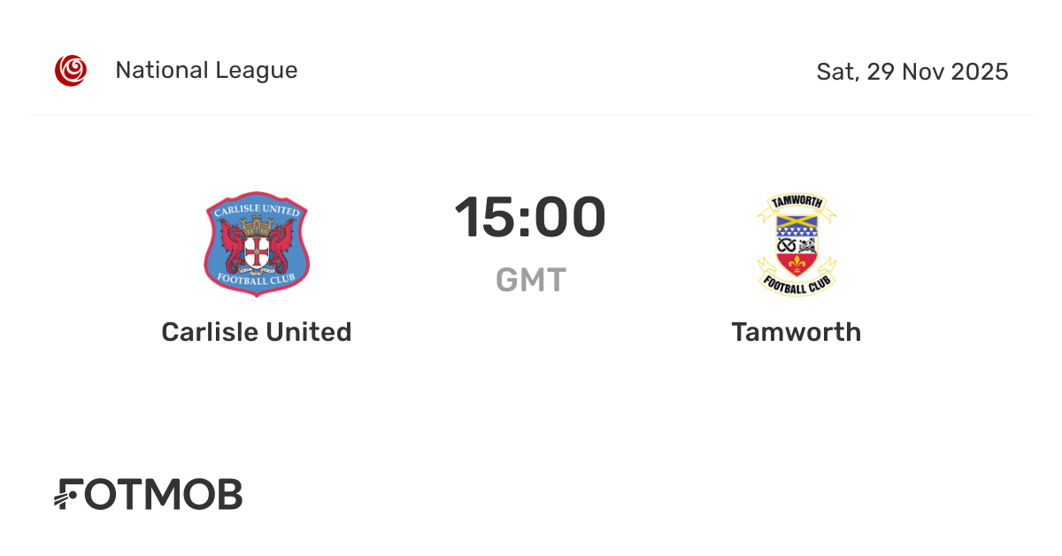 Carlisle United vs Tamworth - live score, predicted lineups and H2H stats