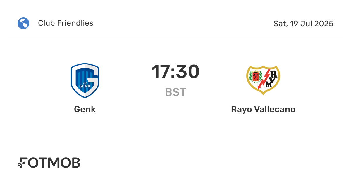 Genk vs Rayo Vallecano - live score, predicted lineups and H2H stats