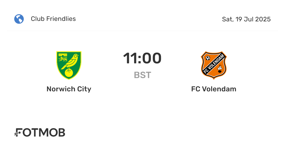 Norwich City vs FC Volendam - live score, predicted lineups and H2H stats