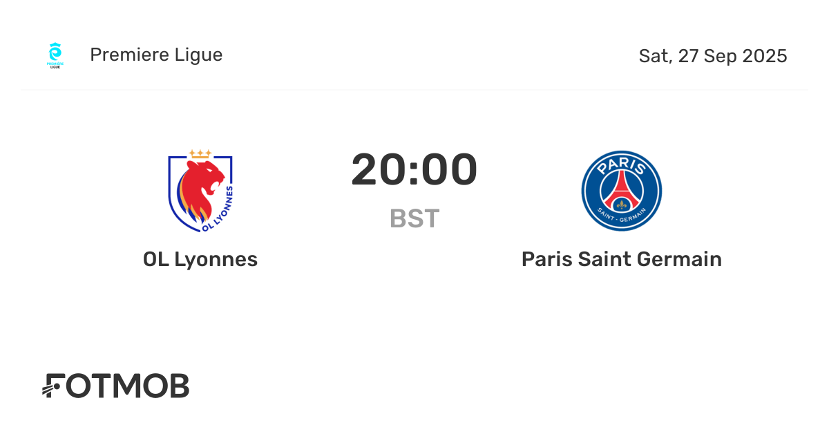 OL Lyonnes contre Paris Saint Germain - score en direct, compositions ...