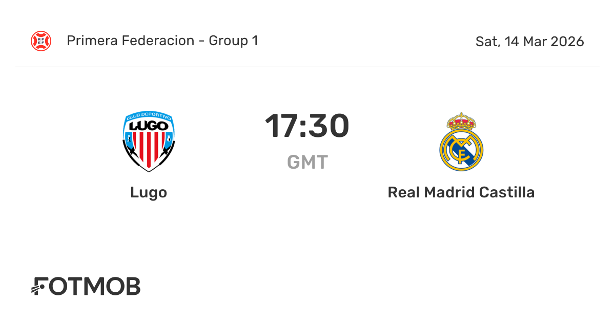 Lugo vs Real Madrid Castilla - live score, predicted lineups and H2H stats