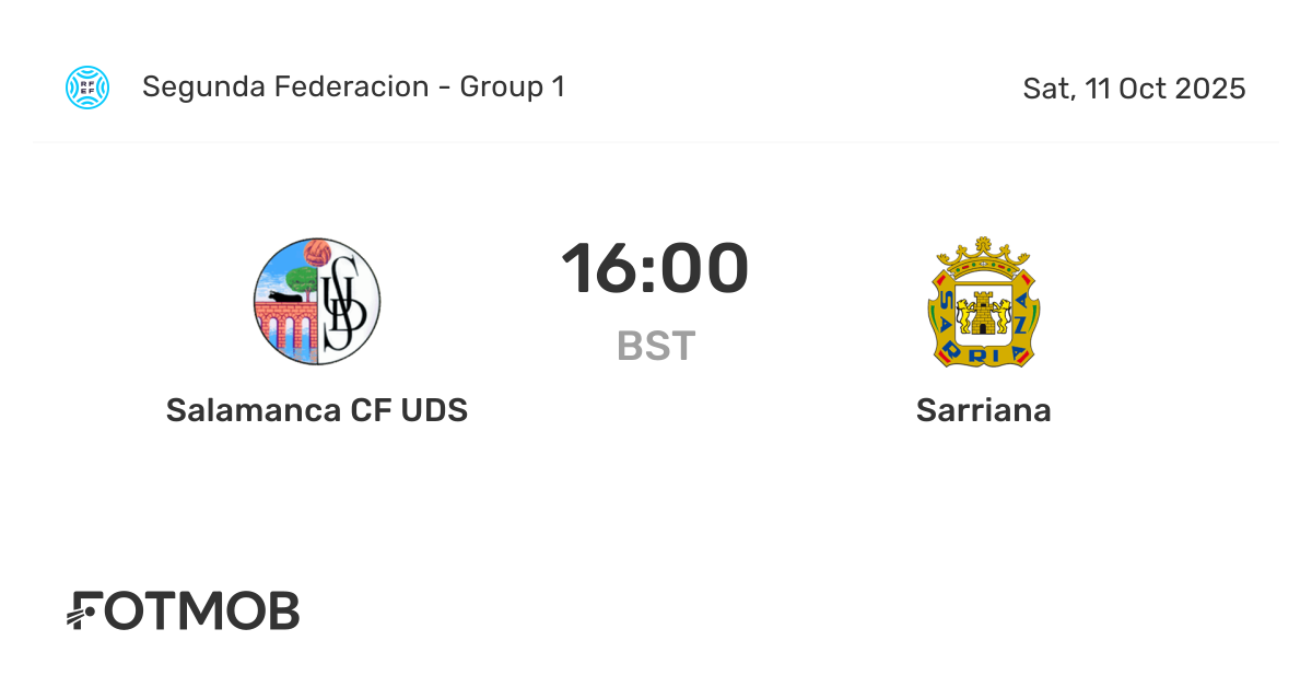 Salamanca CF UDS vs Sarriana - live score, predicted lineups and H2H stats