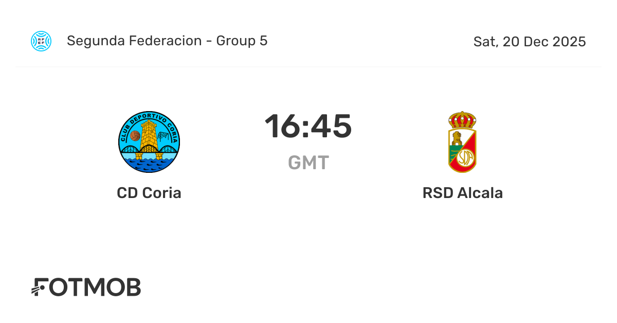 CD Coria vs RSD Alcala - marcador en vivo, alineaciones previstas y ...