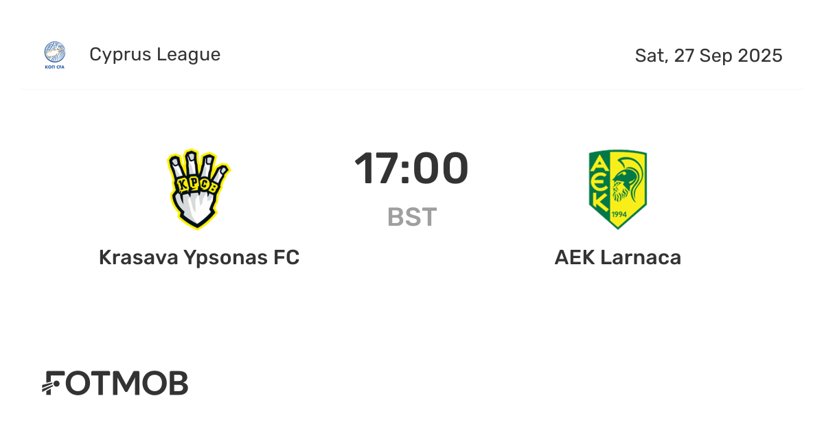 Krasava Ypsonas FC vs AEK Larnaca - live score, predicted lineups and H2H stats
