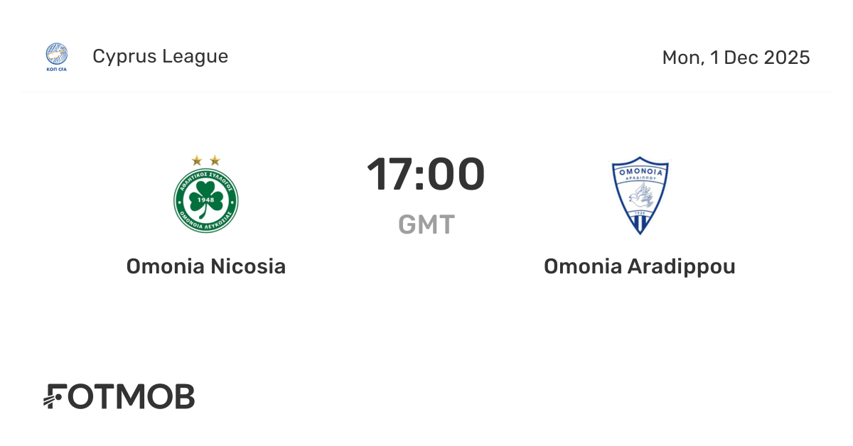 Omonia Nicosia vs Omonia Aradippou - live score, predicted lineups and ...