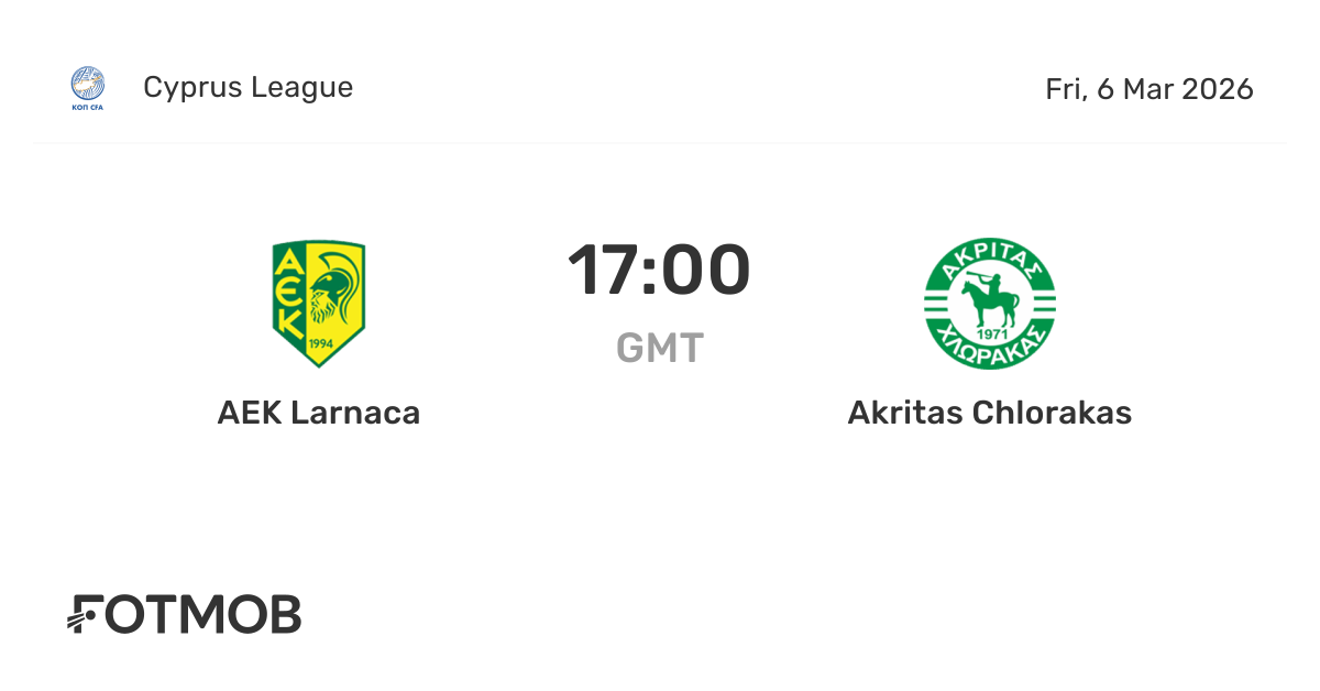 AEK Larnaca vs Akritas Chlorakas - marcador en vivo, alineaciones ...