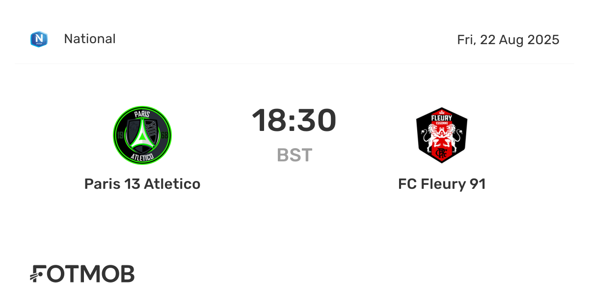 Paris 13 Atletico contre FC Fleury 91 - score en direct, compositions ...