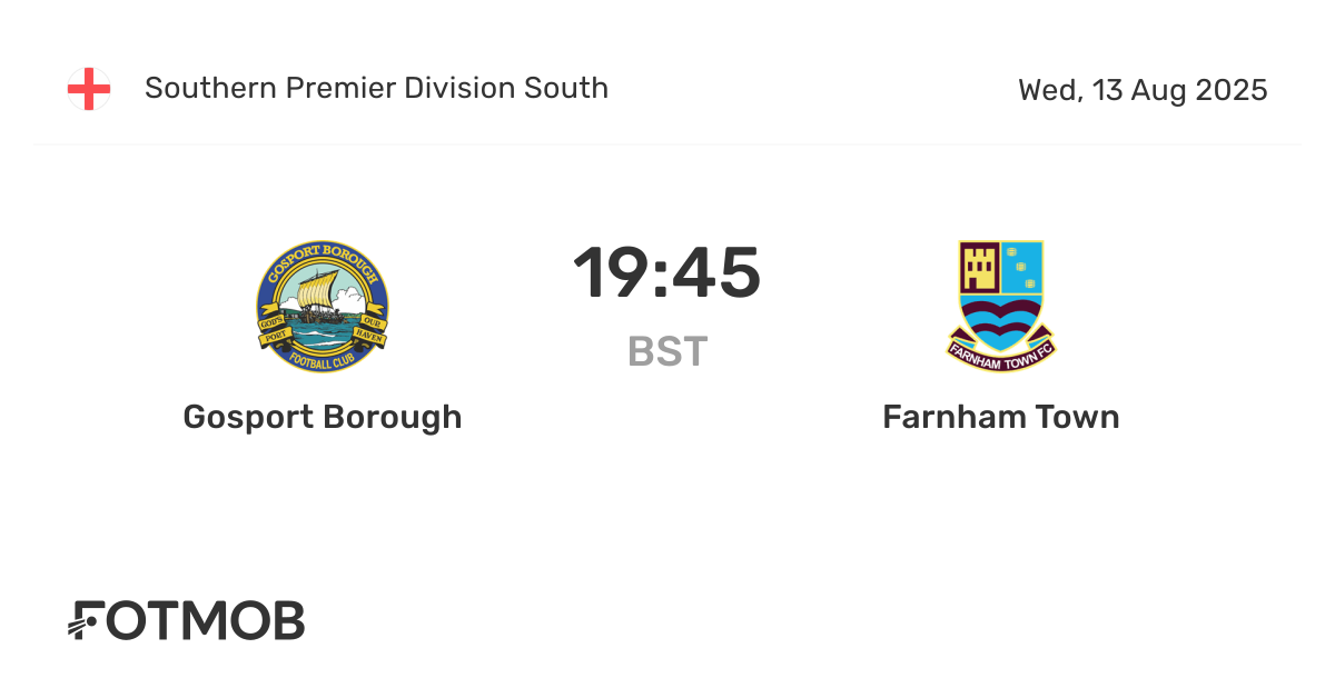 Gosport Borough vs Farnham Town - marcador en vivo, alineaciones ...