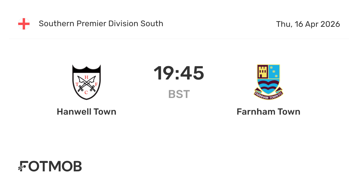 Hanwell Town vs Farnham Town - live score, predicted lineups and H2H stats