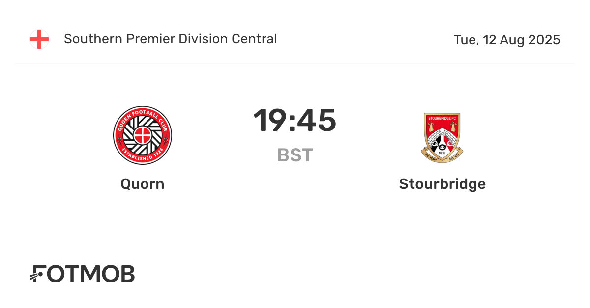 Quorn vs Stourbridge - live score, predicted lineups and H2H stats
