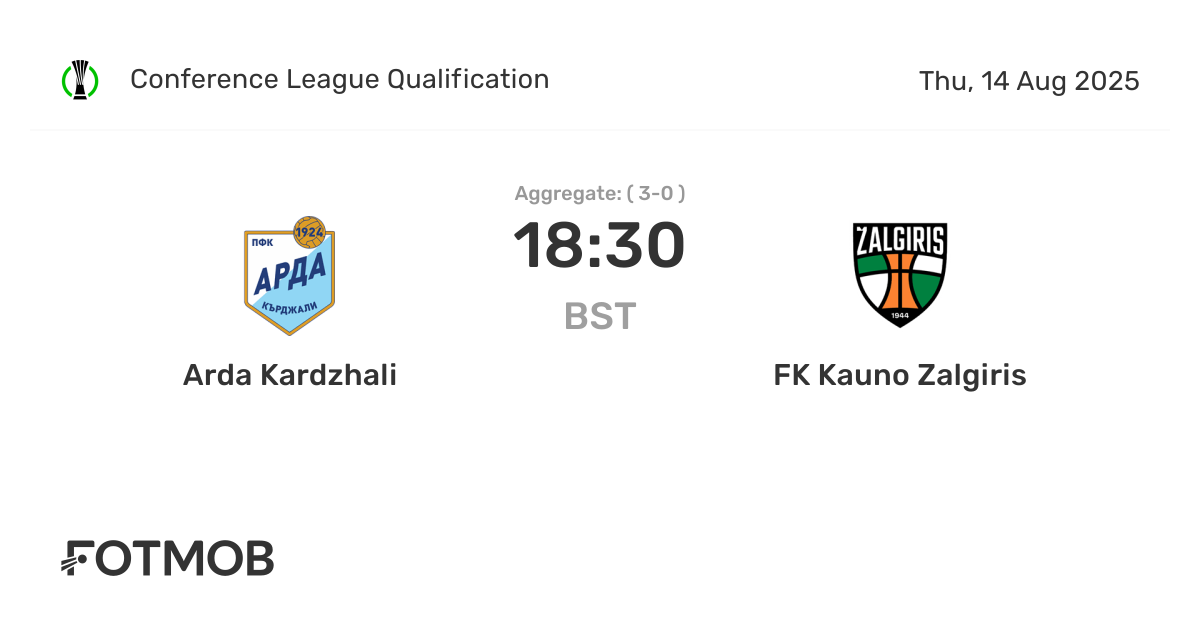 Arda Kardzhali vs FK Kauno Zalgiris - live score, predicted lineups and ...