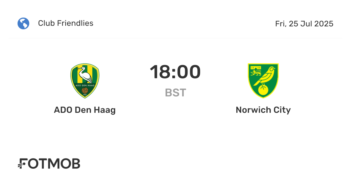 ADO Den Haag vs Norwich City - live score, predicted lineups and H2H stats
