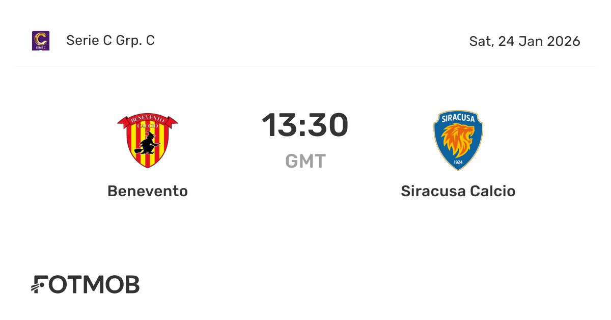 Benevento vs Siracusa Calcio - live score, predicted lineups and H2H stats