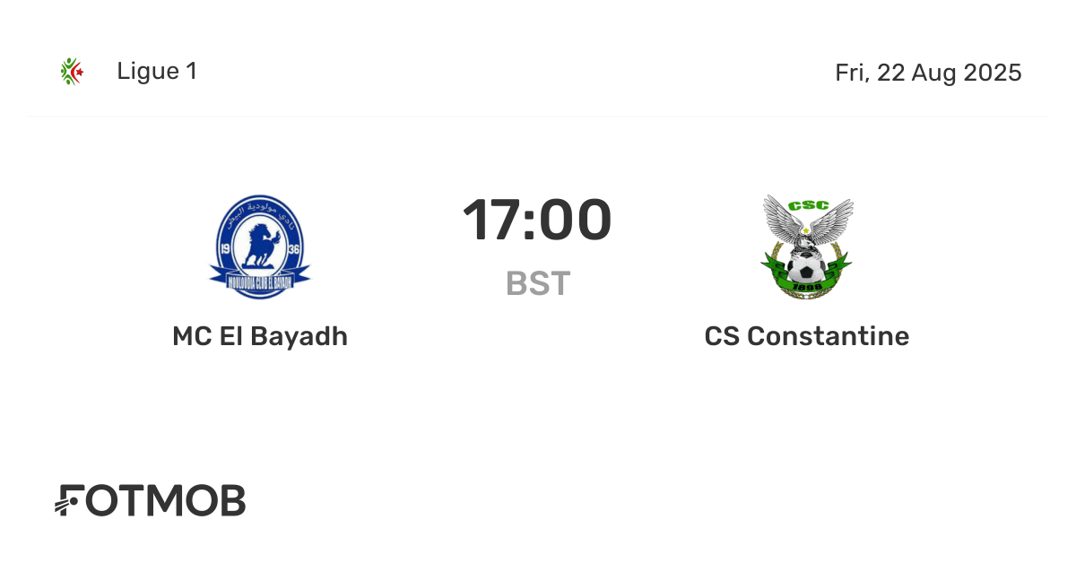 MC El Bayadh vs CS Constantine - marcador en vivo, alineaciones ...