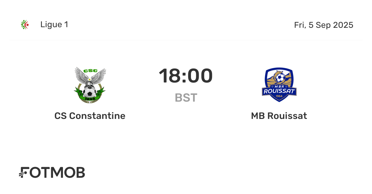CS Constantine vs MB Rouissat - live score, predicted lineups and H2H stats